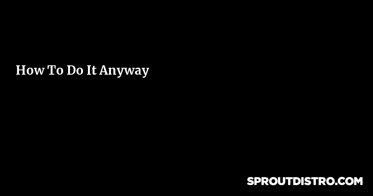 How To Do It Anyway Zine | Sprout Distro